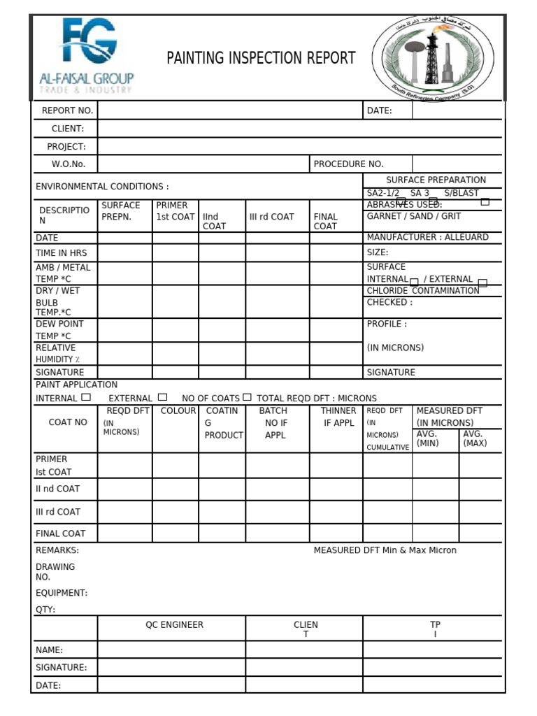 Painting Inspection Report | PDF