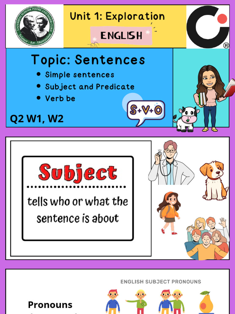 Subject Pronouns and Simple Sentences | PDF