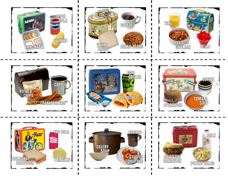 Lunch Through the Decades Cut-outs | PDF