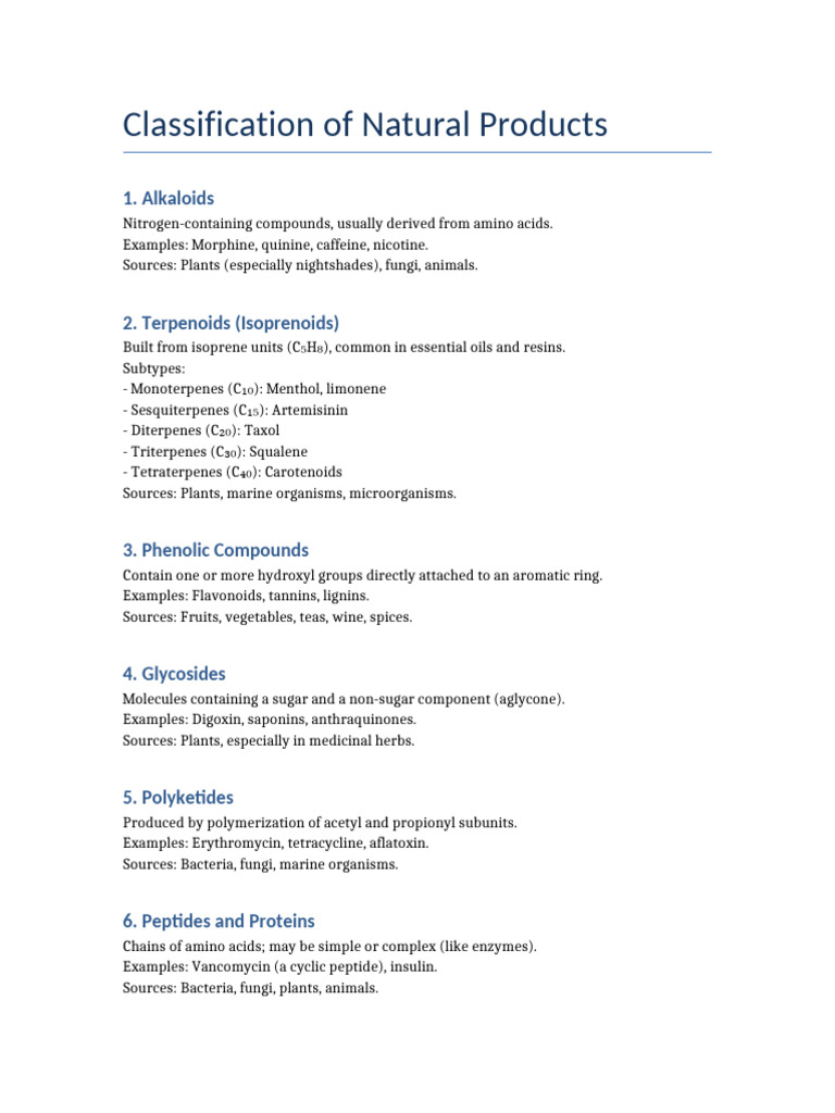 Natural Products Classification Overview | PDF