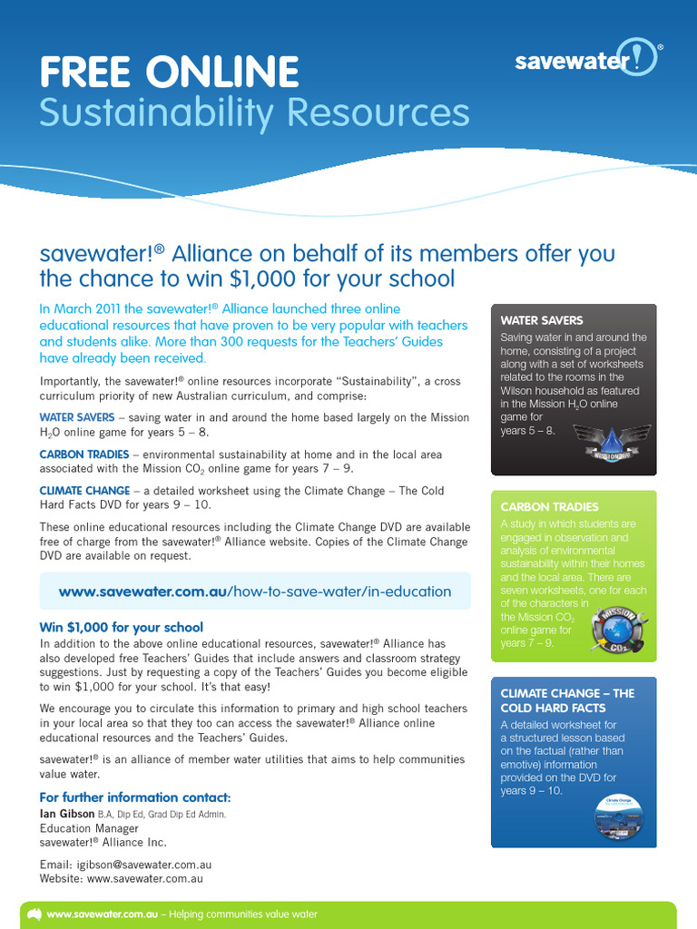 Educational Resources - Save Water | PDF | Learning
