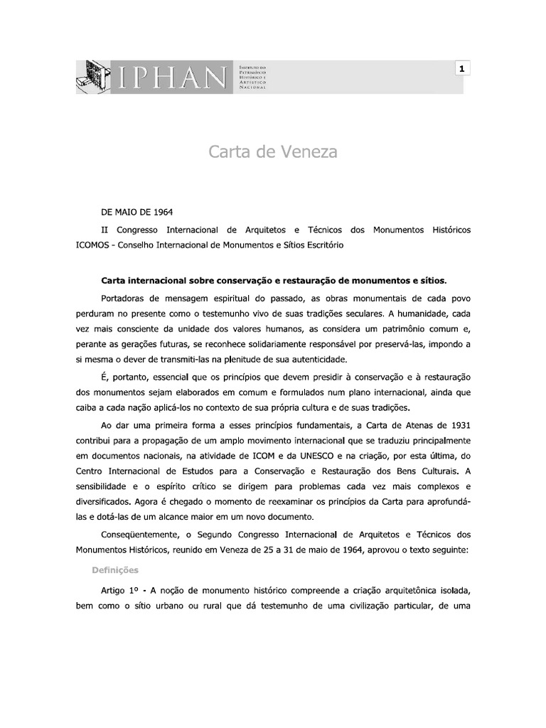 Carta de Veneza (1964) | PDF