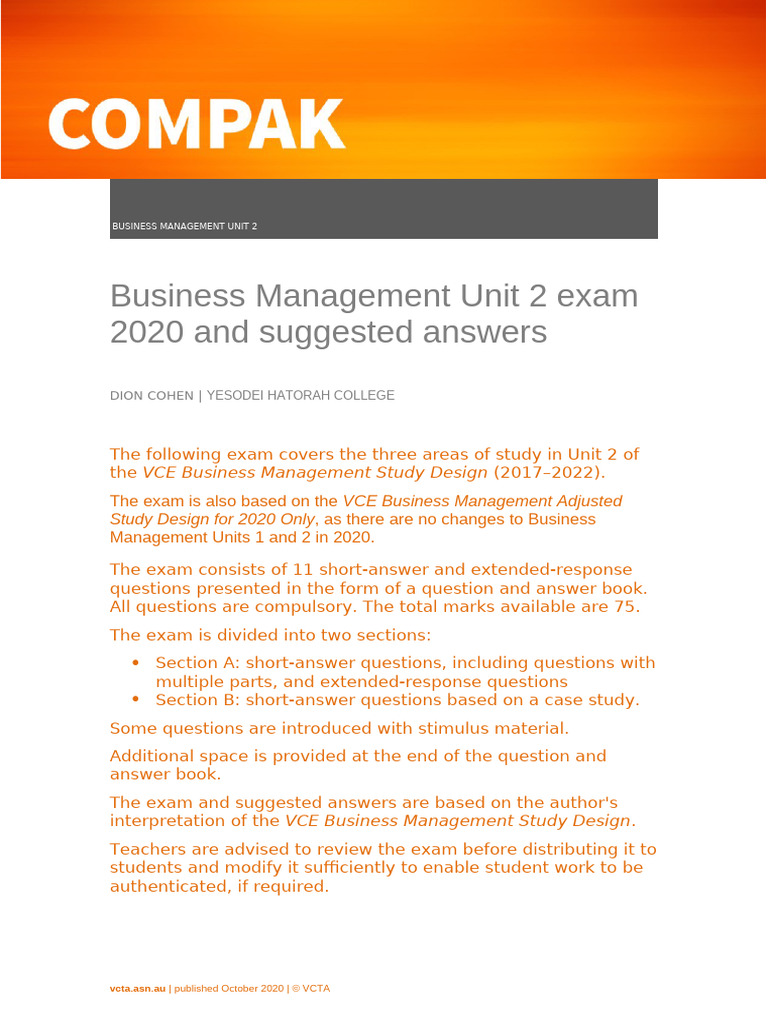 BM 7 2020 Unit2 Exam Compak | PDF | Recruitment | Brand