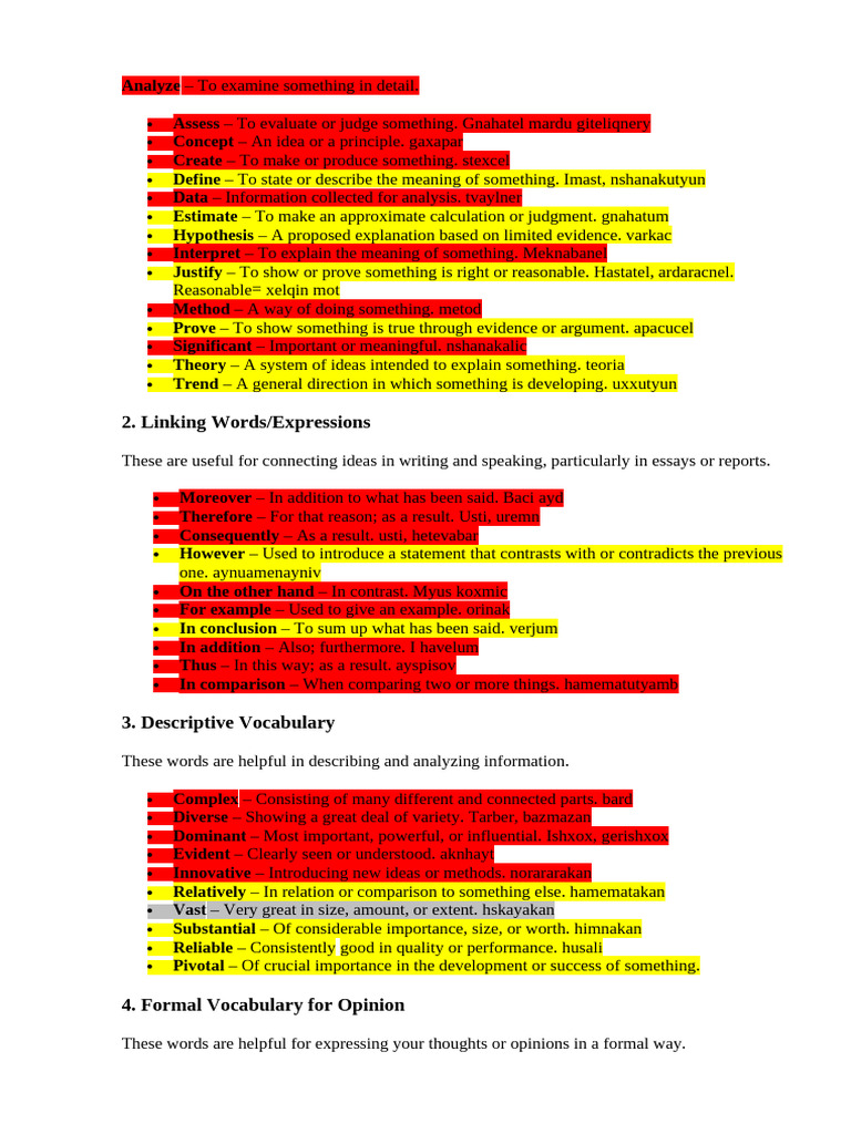 Academic Vocabulary For Ielts | PDF | Cost Of Living | Climate Change