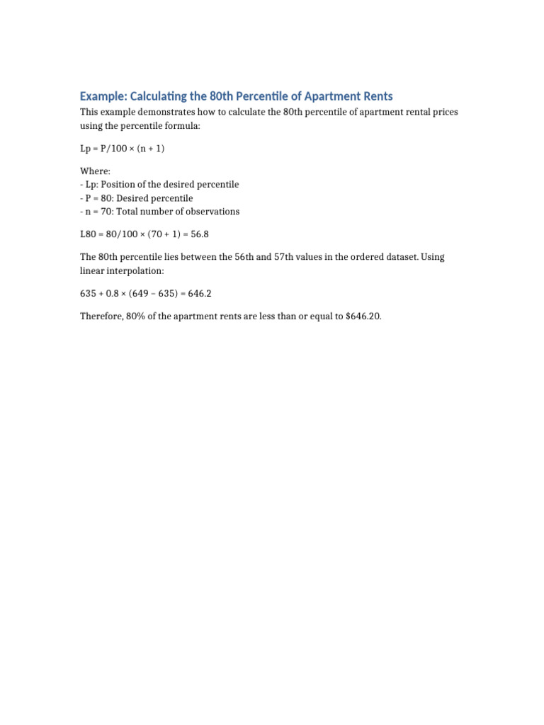 Percentile Calculation Example | PDF
