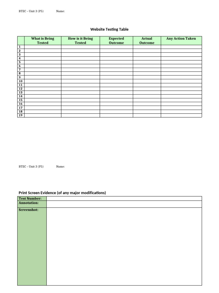 Test Plan Digital Portfolio | PDF