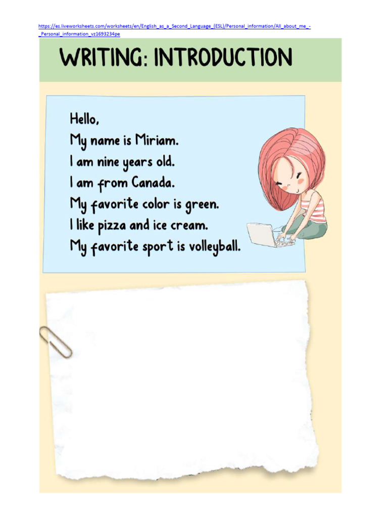 All About Me: Self Introduction Worksheet | PDF