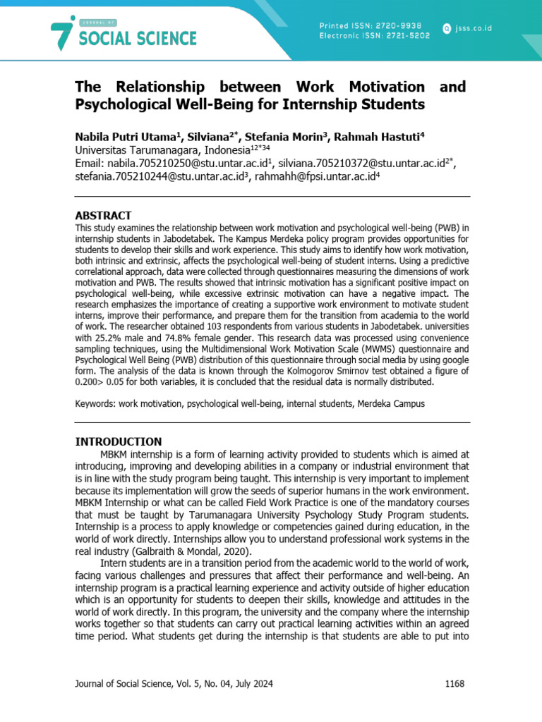 888-Article Text-5904-1-10-20240723 | PDF | Well Being | Motivation