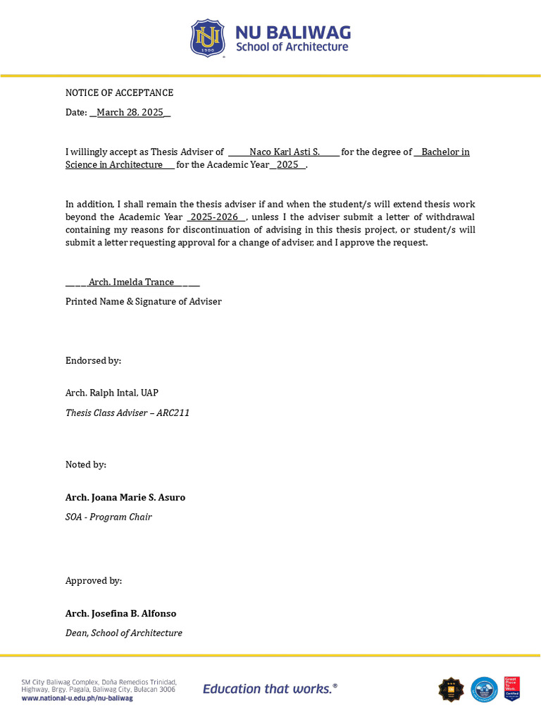 Thesis Adviser Acceptance Notice | PDF