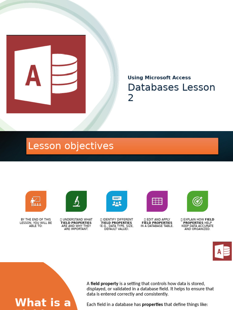 Databases Lesson 2 Fields Properties | PDF | Databases | Data Type