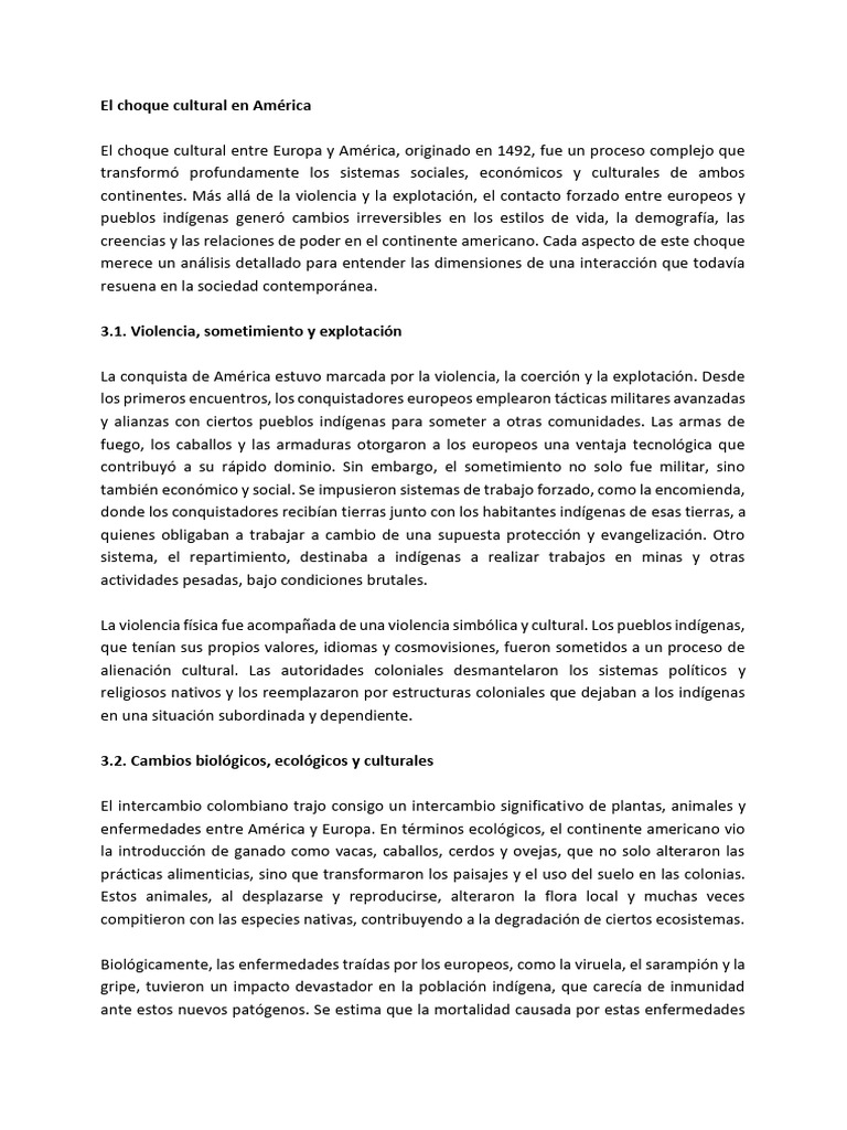 Choque cultural: Europa y América | PDF | Nueva españa | Américas