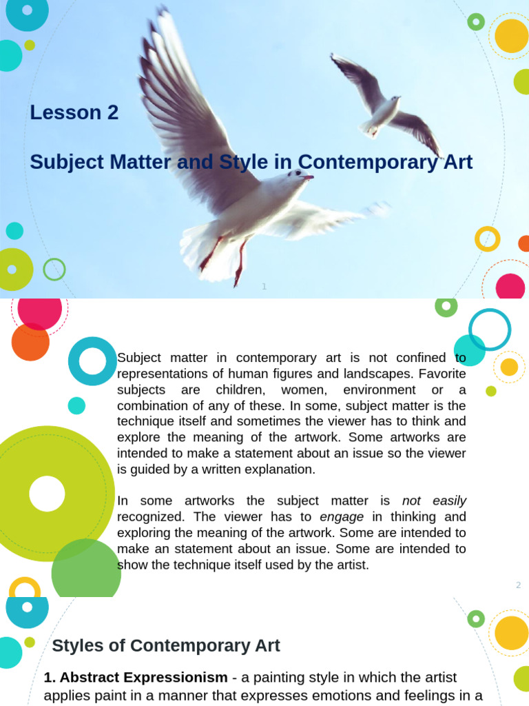 Contemporary Art: Subject Matter & Styles | PDF | Paintings | Image