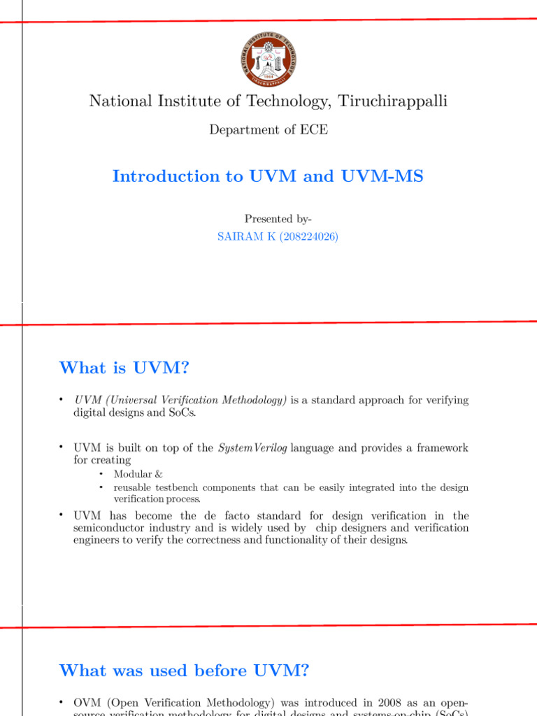 Introduction to UVM and UVM-MS | PDF