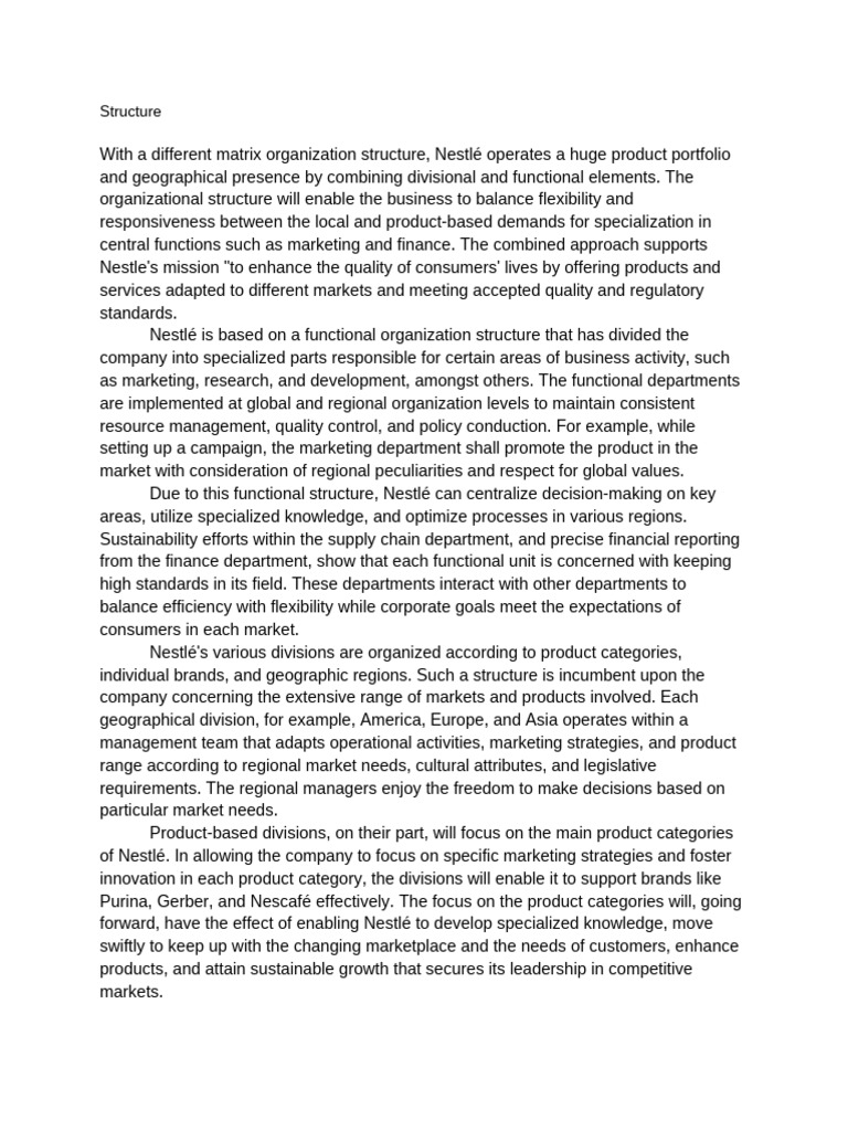Structure Nestle | PDF | Marketing | Market (Economics)