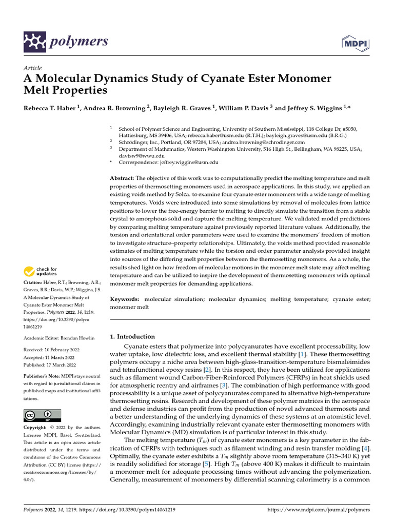 2022-A Molecular Dynamics Study of Cyanate Ester Monomer Melt ...