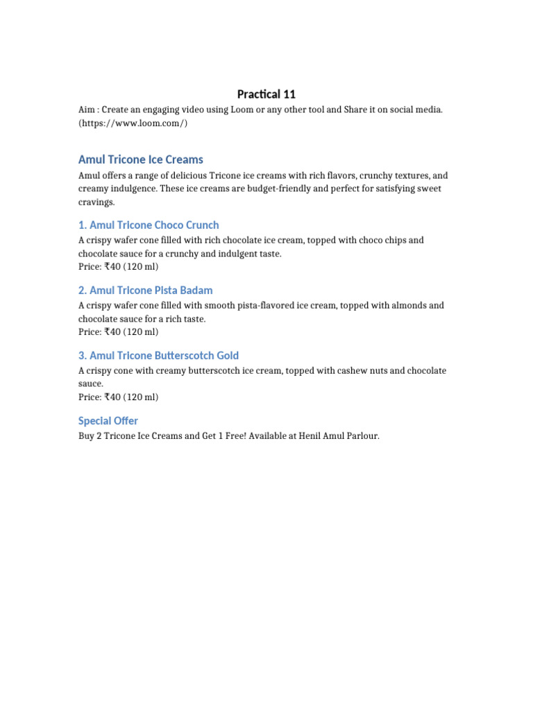 Amul Tricone Ice Creams | PDF