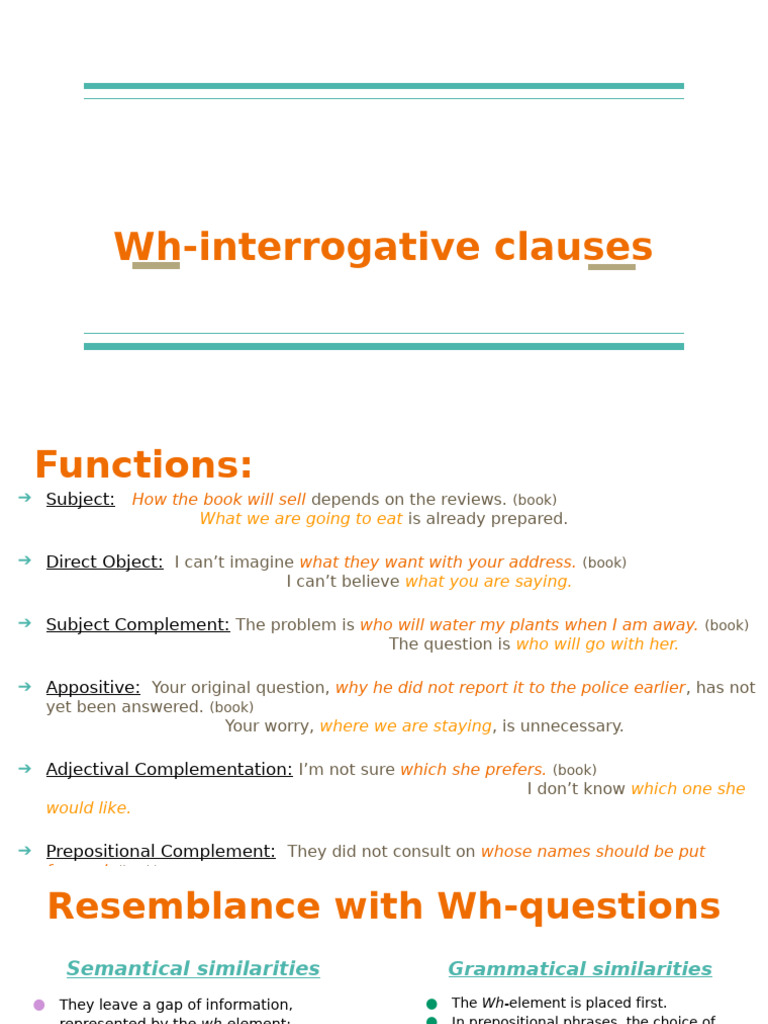 Wh-Interrogative Clauses | PDF | Question | Clause