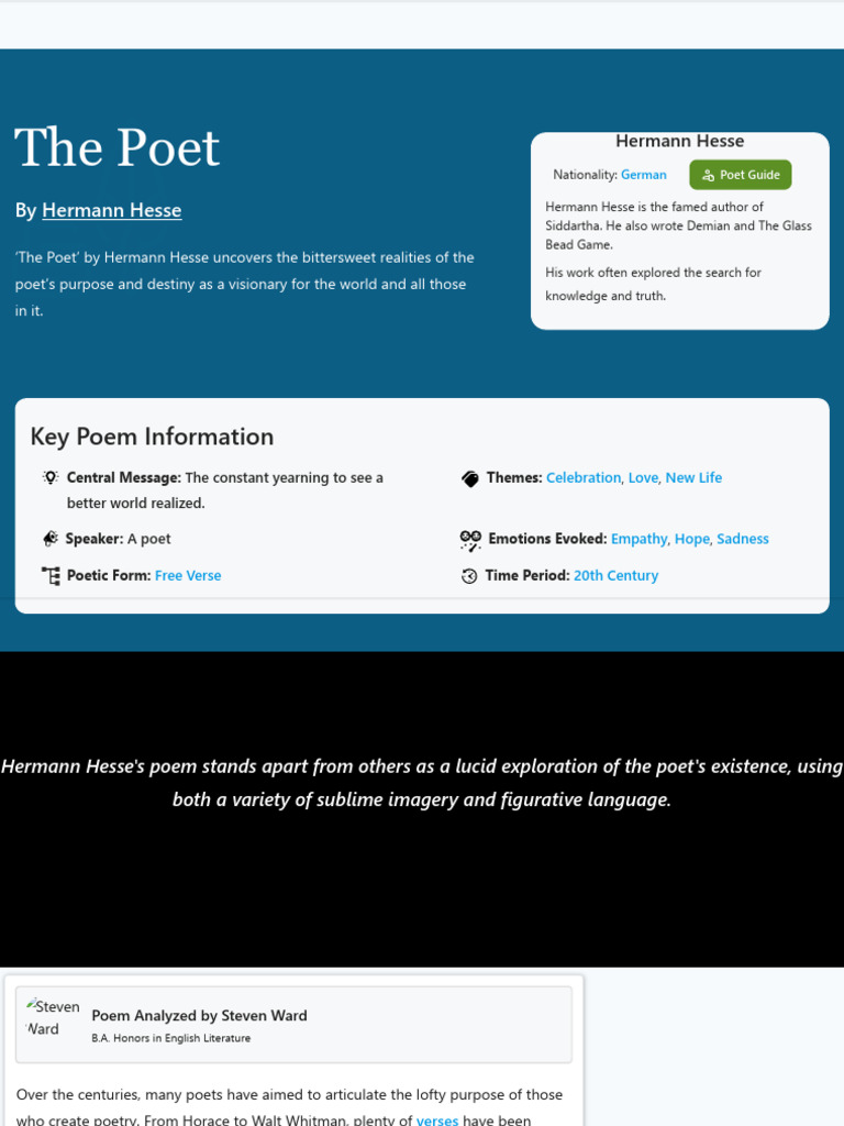 The Poet by Hermann Hesse (Poem - Analysis) | PDF | Poetry | Hermann Hesse