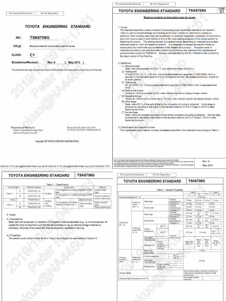 TSK 6709G - Reactive Sealants - May 2013 | PDF