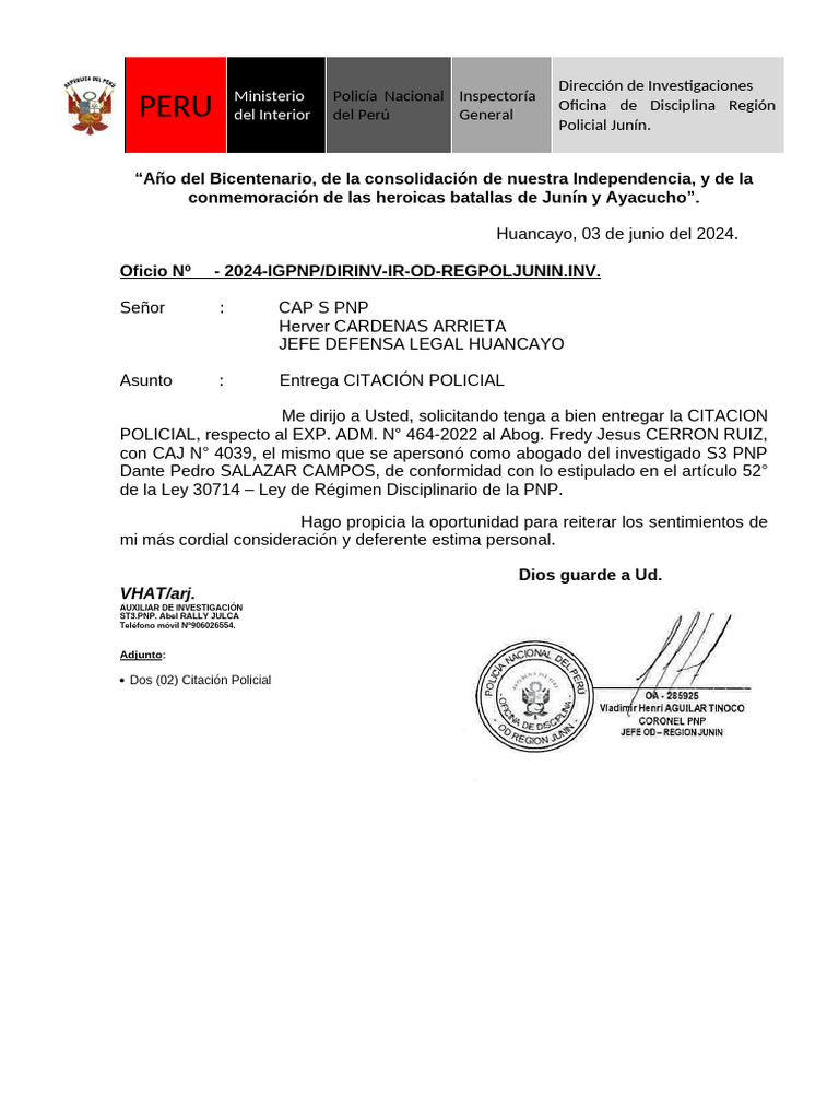 Oficio Defensa Elgal | PDF