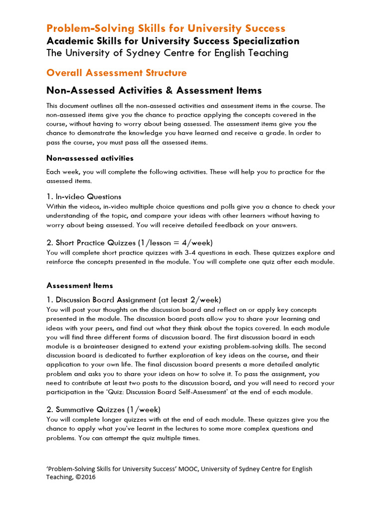 Overall Assessment Structure Problem Solving | PDF | Educational ...