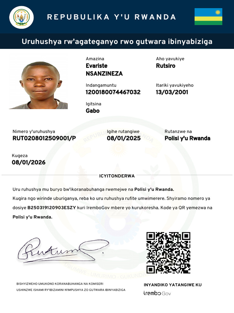 Uruhushya rwo Gutwara Ibinyabiziga Rwanda | PDF