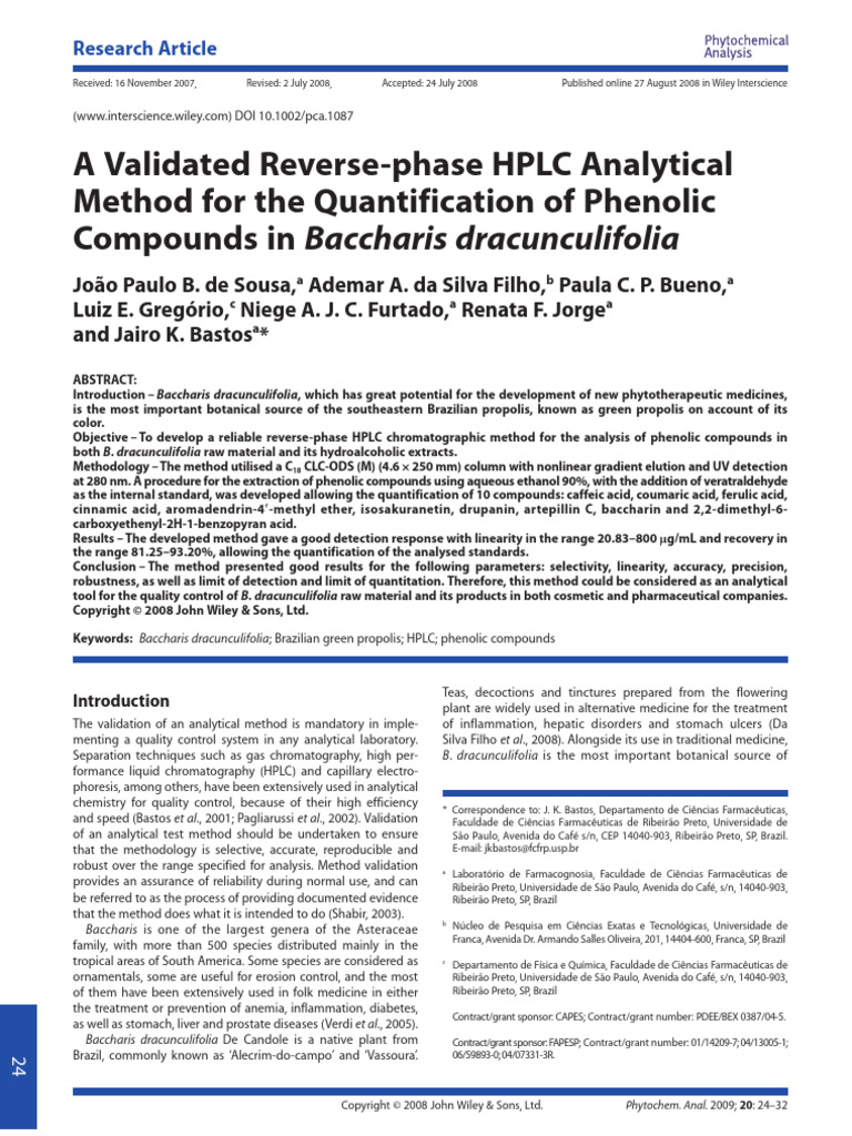 A Validated Reverse Phase HPLC Analytical PCA 2009 | PDF | Detection ...