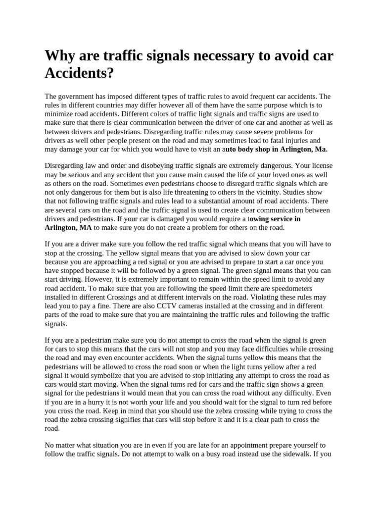 Why Are Traffic Signals Necessary To Avoid Car Accidents | PDF ...