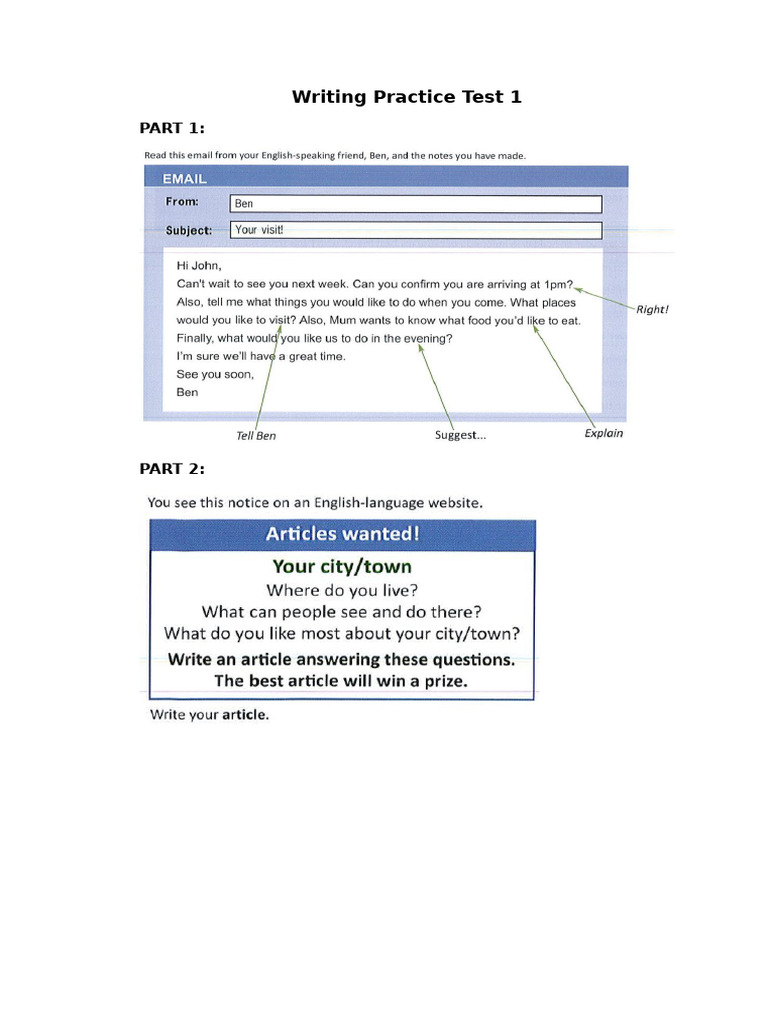Writing Practice Test 1 | PDF