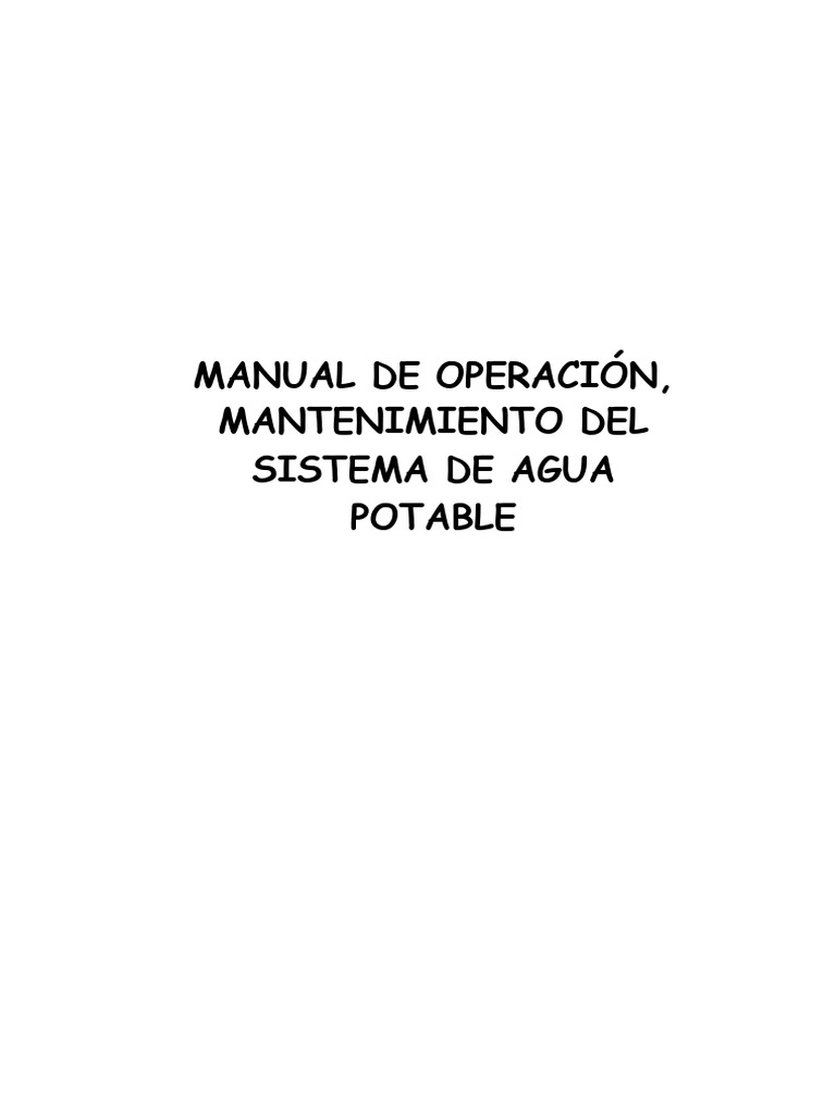 Manual de Operación y Mantenimiento Agua Potable | PDF | Red de abastecimiento de agua | Agua