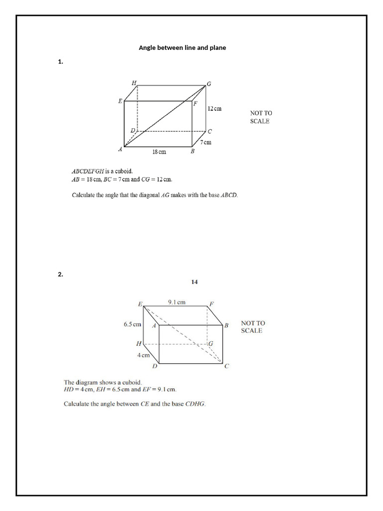 Angle Between Line and Plane Explained | PDF