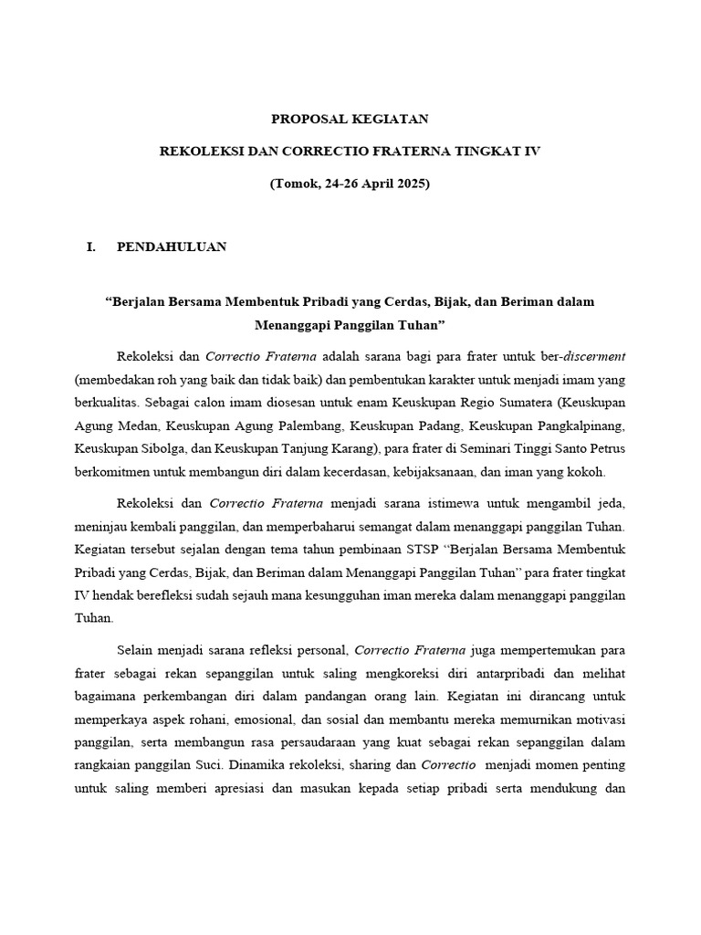 Rekoleksi dan Correctio Fraterna 2025 | PDF