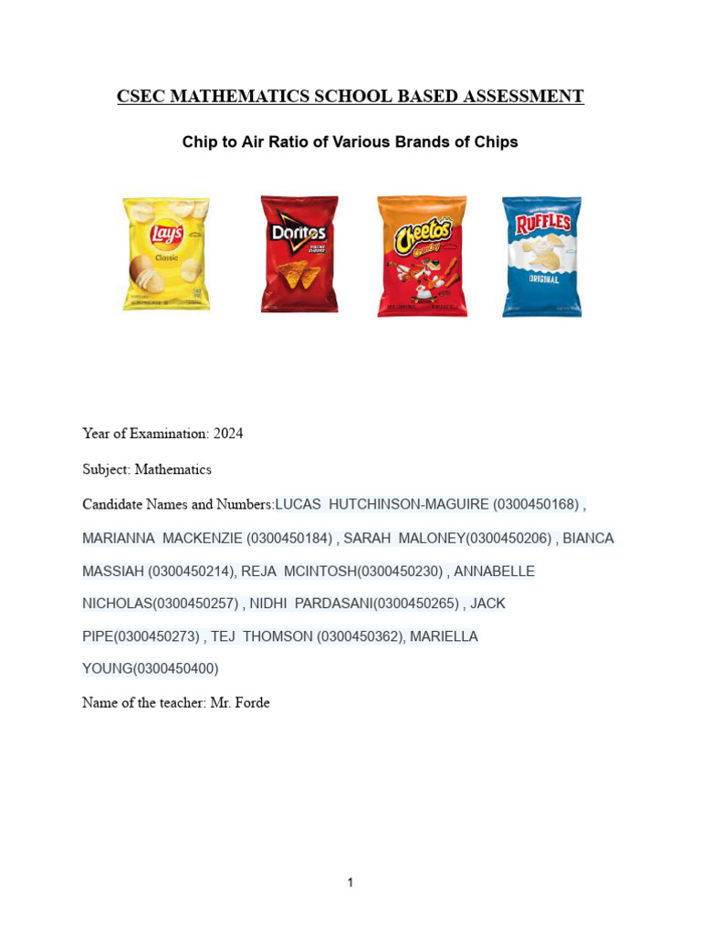 Csec Mathematics School Based Assessment | PDF | Volume