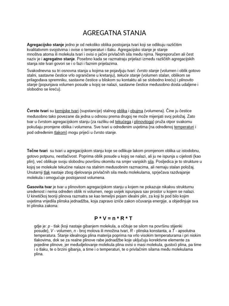 Agregatna Stanja | PDF