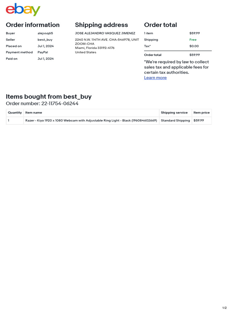 Order Details - Ebay2 | PDF