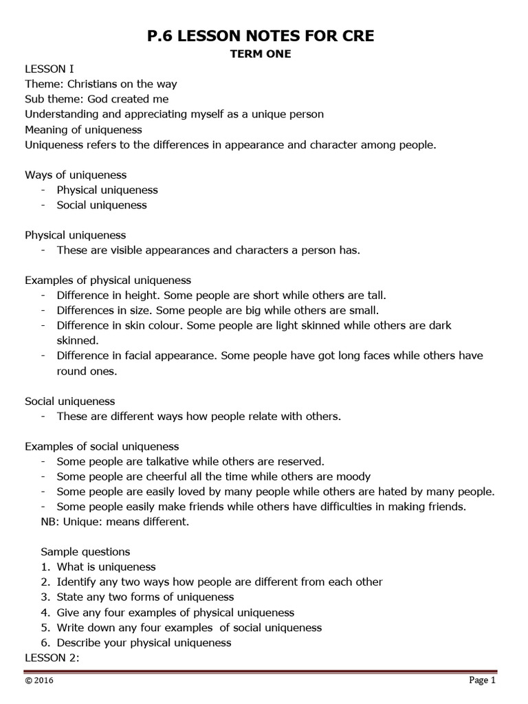 P6 C.R.E NOTES TERM 1 | PDF | Prayer | Book Of Exodus