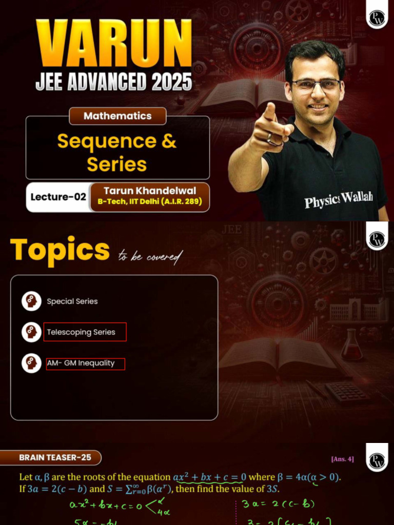 Sequence & Series 02 Class Notes Varun JEE Advanced 2025.PDF | PDF