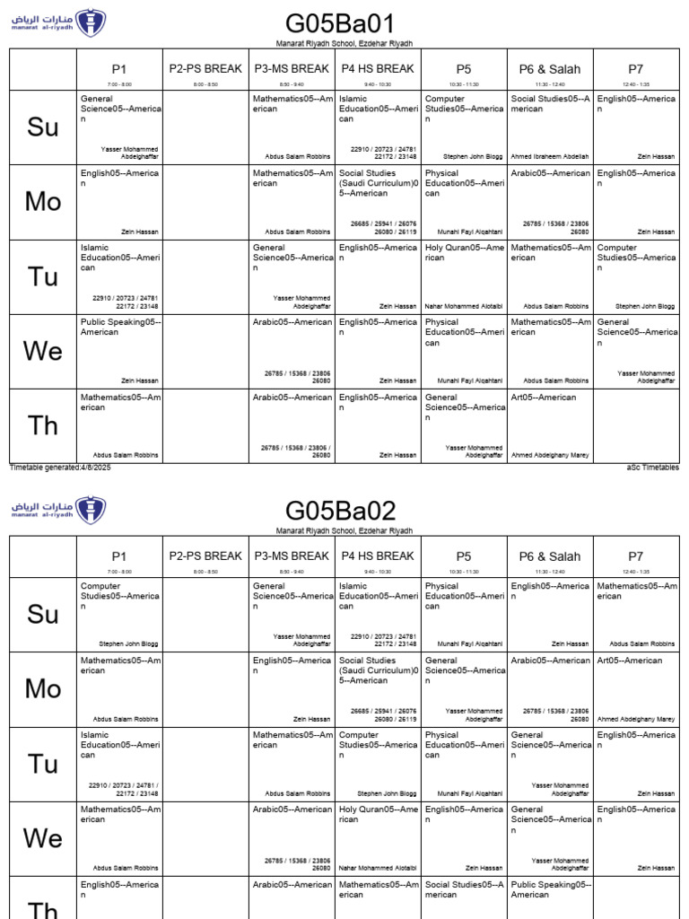 Updated Class Timetables-Effective 13th April-T.3 | PDF