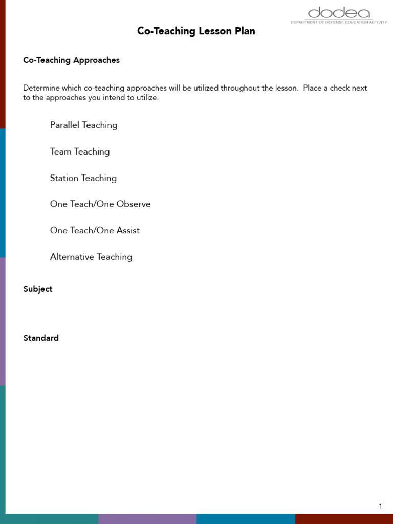 Co-Teaching Lesson Plan | PDF