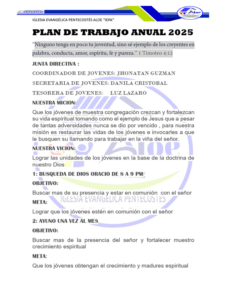Plan Anual de Jóvenes IEPA 2025 | PDF