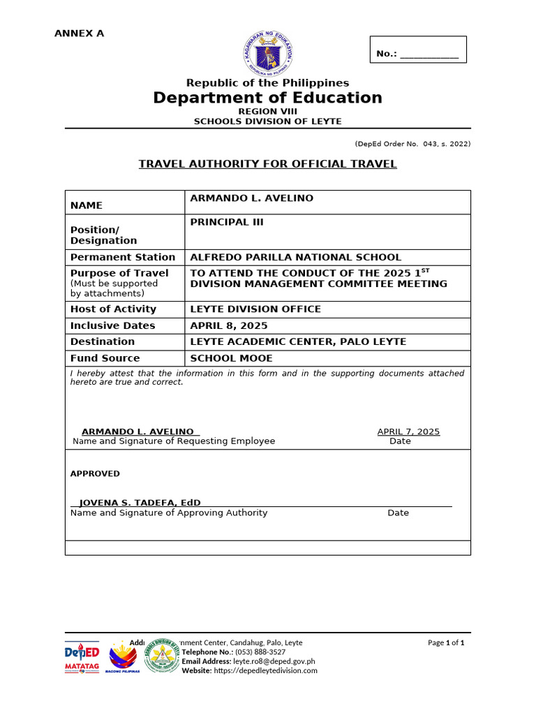 TRAVEL ORDER Guzman2 | PDF