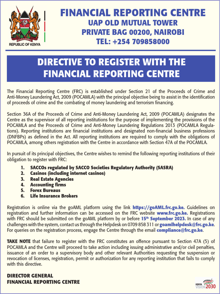 FRC Registration Directive for Reporting Institutions | PDF | Money ...