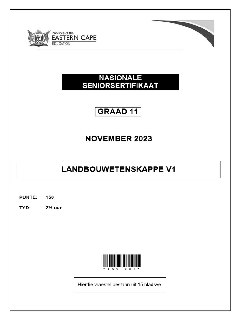 Agric Sciences p1 QP Gr11 Nov 2023 - Afrikaans D | PDF