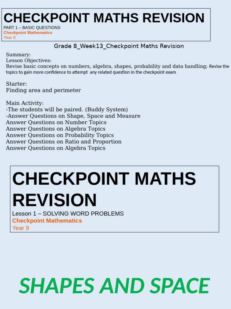Checkpoint Maths Revision Guide | PDF | Area | Percentage