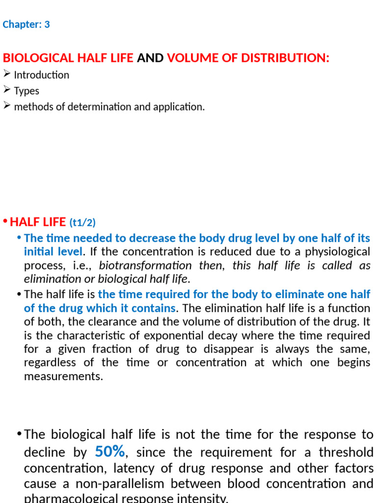 Half Life and Volume of Distribution-1 | PDF | Pharmacokinetics | Drugs