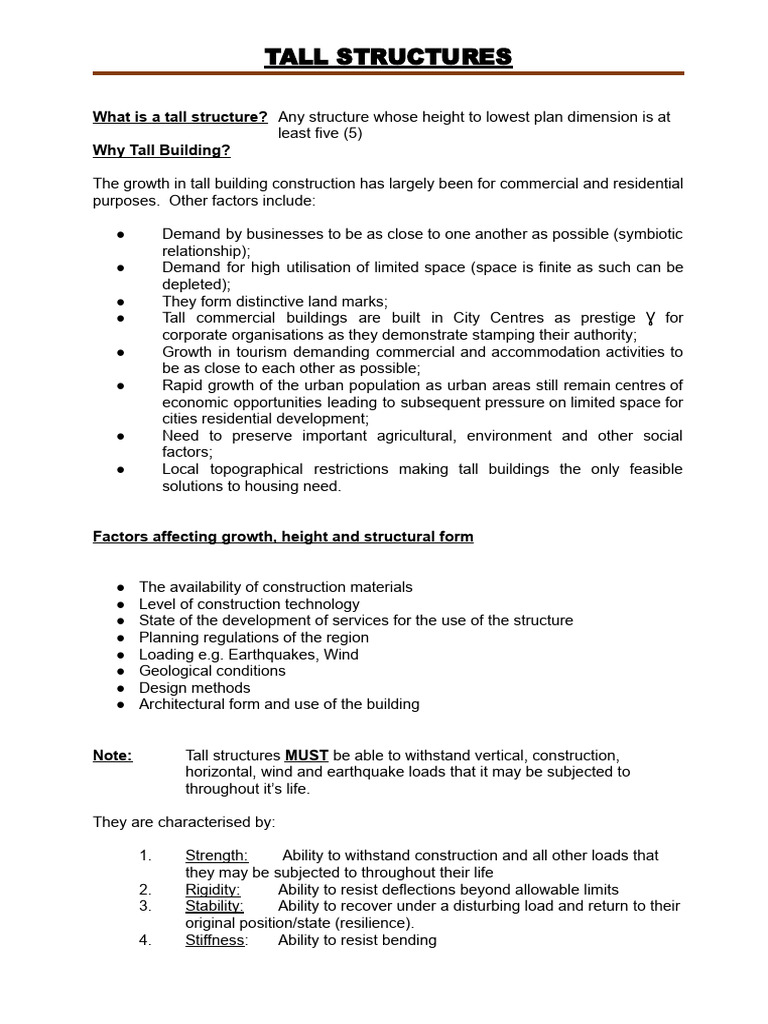 Tall Structures - Lesson 1 - 05-03-2024 | PDF | Strength Of Materials ...