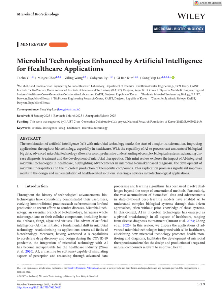 AI-Enhanced Microbial Technologies in Healthcare | PDF | Bacteriophage ...