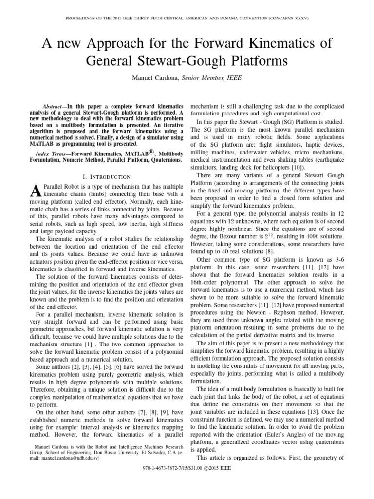 4.2015. Analisis Cinematico Stewart Gough-1 | PDF | Kinematics | Mechanics
