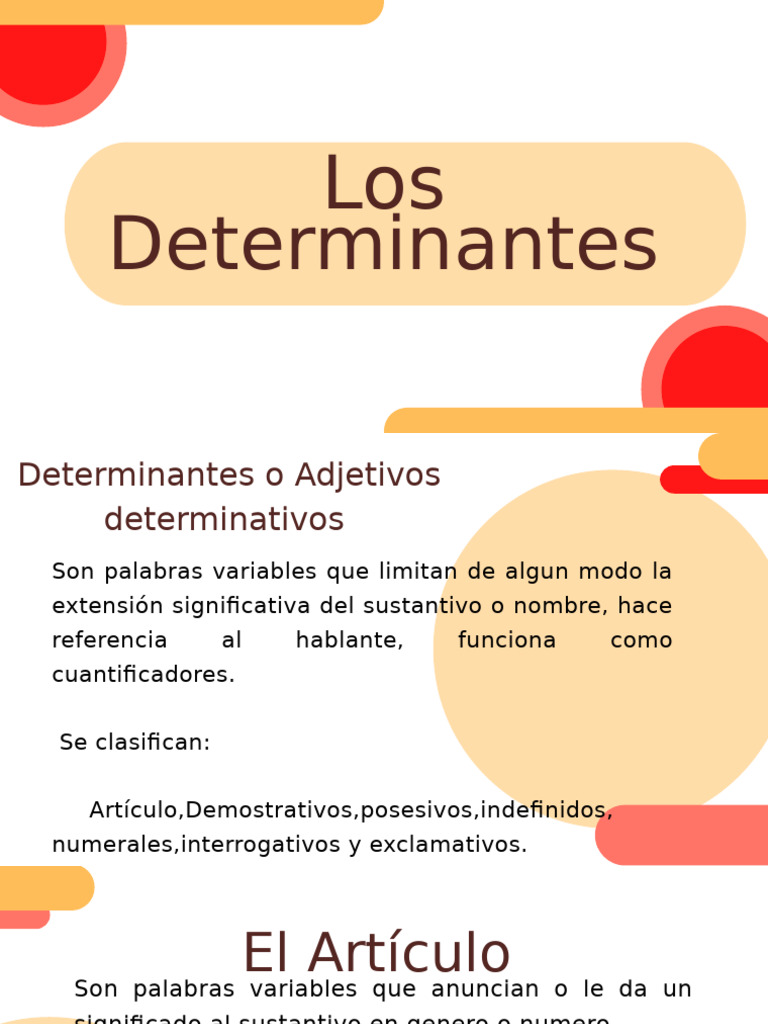 Los Determinantes | PDF | Adjetivo | Sustantivo