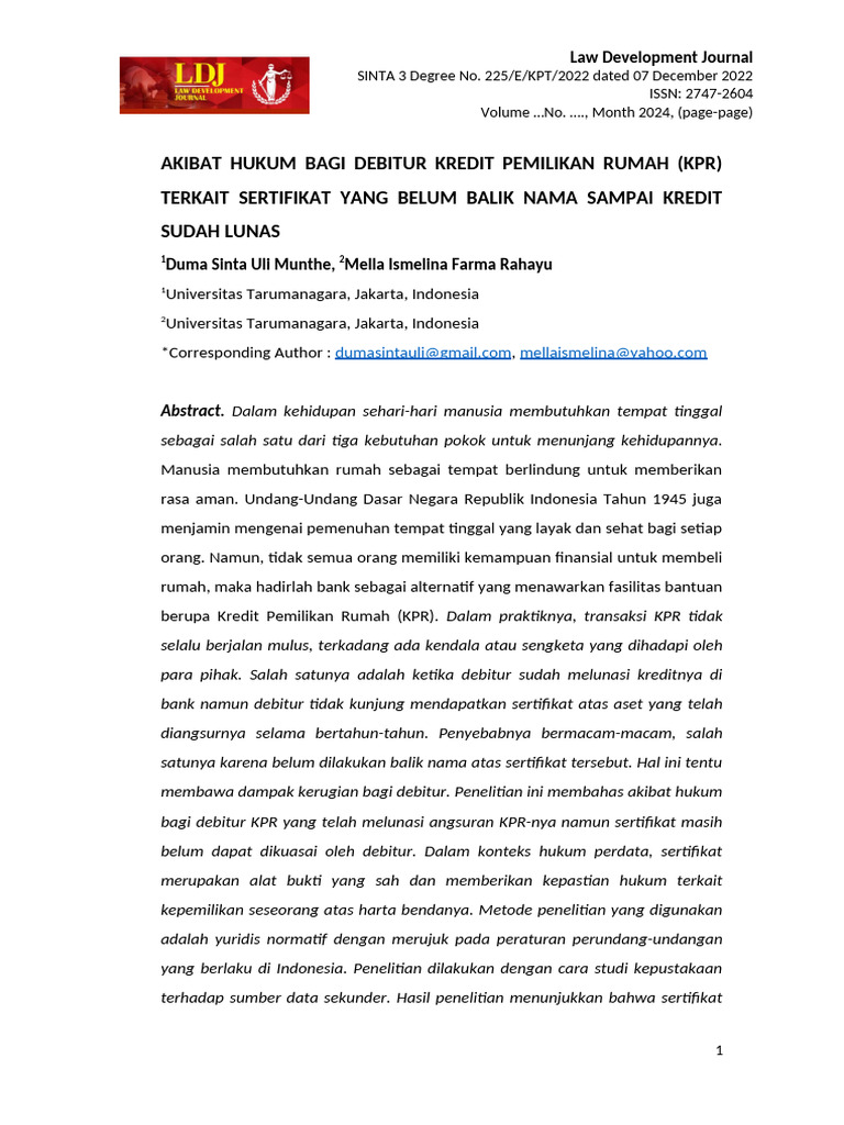 FIX APPROVED Paling Akhir Jurnal Duma - Akibat Hukum | PDF